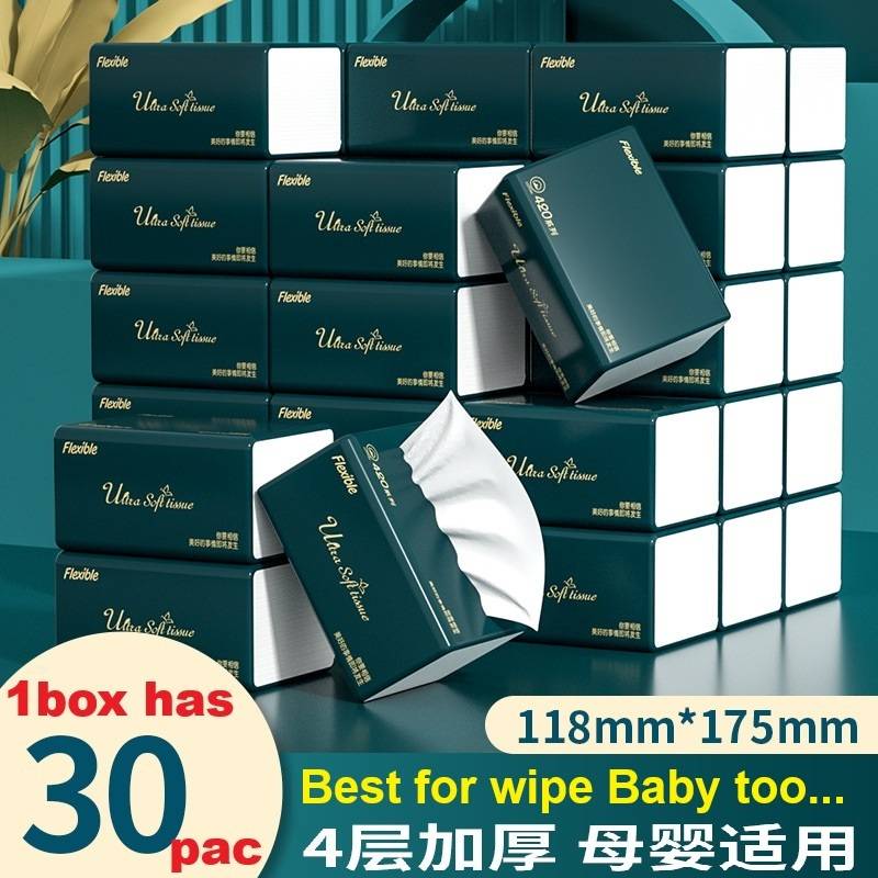 4ply Hotel Tissue, 30 Tissue Pack Per Box, Thick Facial Tissue